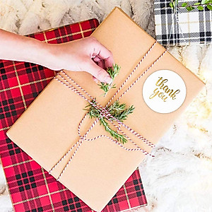 Thank You Label Sticker 1.5" Round, 500 Labels per Roll, Thank You Sticker for Birthday, Wedding, Gift, Bridal Shower Gold (White/Gold)