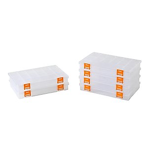 BangQiao 6 Pack Fixed 15 Grids Clear Plastic Storage Box, Transparent Organizer Container Case for Small Parts, Bead, Button, Jewelry, Diamond, Craft Supplies, Sewing Kit, DIY Accessories