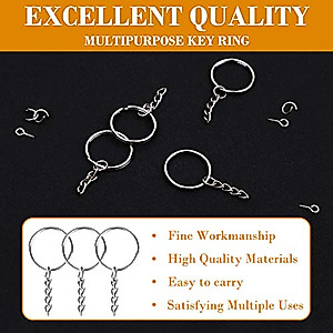 Keychain Rings for Crafts, Flasoo 360Pcs Keychains for Resin Include Key Rings with Chain, Jump Rings, Screw Eye Pins for DIY Keychain Making