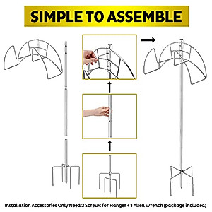 Stainless Steel Garden Hose Holder, SOLIGT Heavy Duty Freestanding Hose Stand, Rustproof Water Hose Holders for Outside Yard - Sturdy to Hold 150ft Hoses