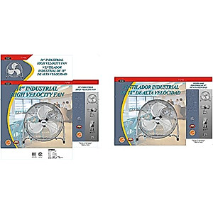 Optimus Industrial Grade 3-Speed High-Velocity Fan, 18 Inches, Chrome, F-4182