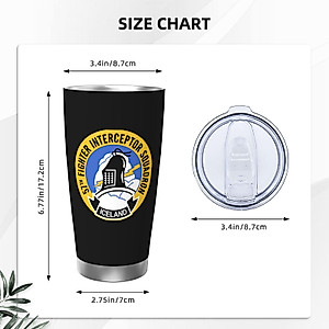 Biaomn Air Force 57th Fighter Interceptor Squadron Stainless Steel Tumbler Vacuum Insulated Travel Tumbler With Lid Coffee Mug Car Cup For Home Office Outdoor 20oz