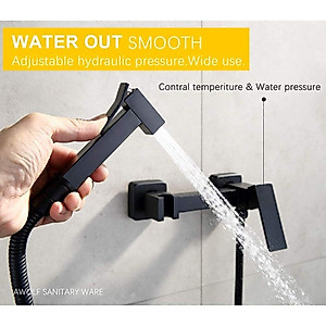 FairUo Bathroom Wall-Mounted Faucet Taps, Handheld High-Pressure Spray Gun, Bidet Sprayer Flusher Kit, Toilet Hot and Cold Brass Water Valve Set, Can Be Installed with Shower Head/B