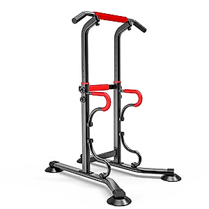KDFJ Pull Up & Dip Stand Power Tower Dip Station Pull Up Bar Home Gym Strength Training Durable Single Push Ups Stands-Black