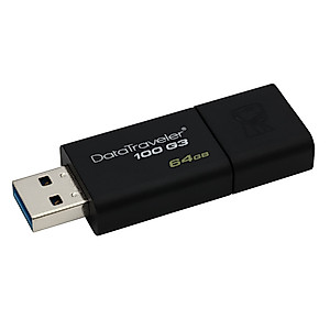 Kingston 64GB USB 3.0 Black DataTraveler 100 G3 3 Pack DT100G3/64GB-3P