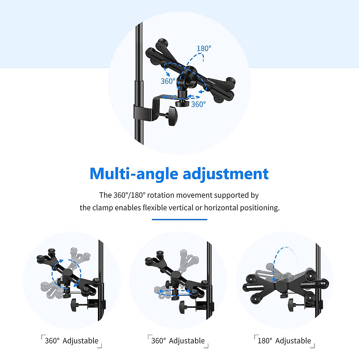 Neewer 6-11 inches Adjustable Music Mic Microphone Stand Tablet Mount with 360 Degree Swivel Holder for Apple iPad Pro Air Mini Google Nexus Samsung Galaxy