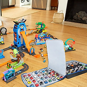 KISLANE 56 Toy Cars Carrying Case for 1: 64 Scale Toy Cars and Monster Trucks, Functional Storage Bag for Toy Cars and Monster Trucks (Black)