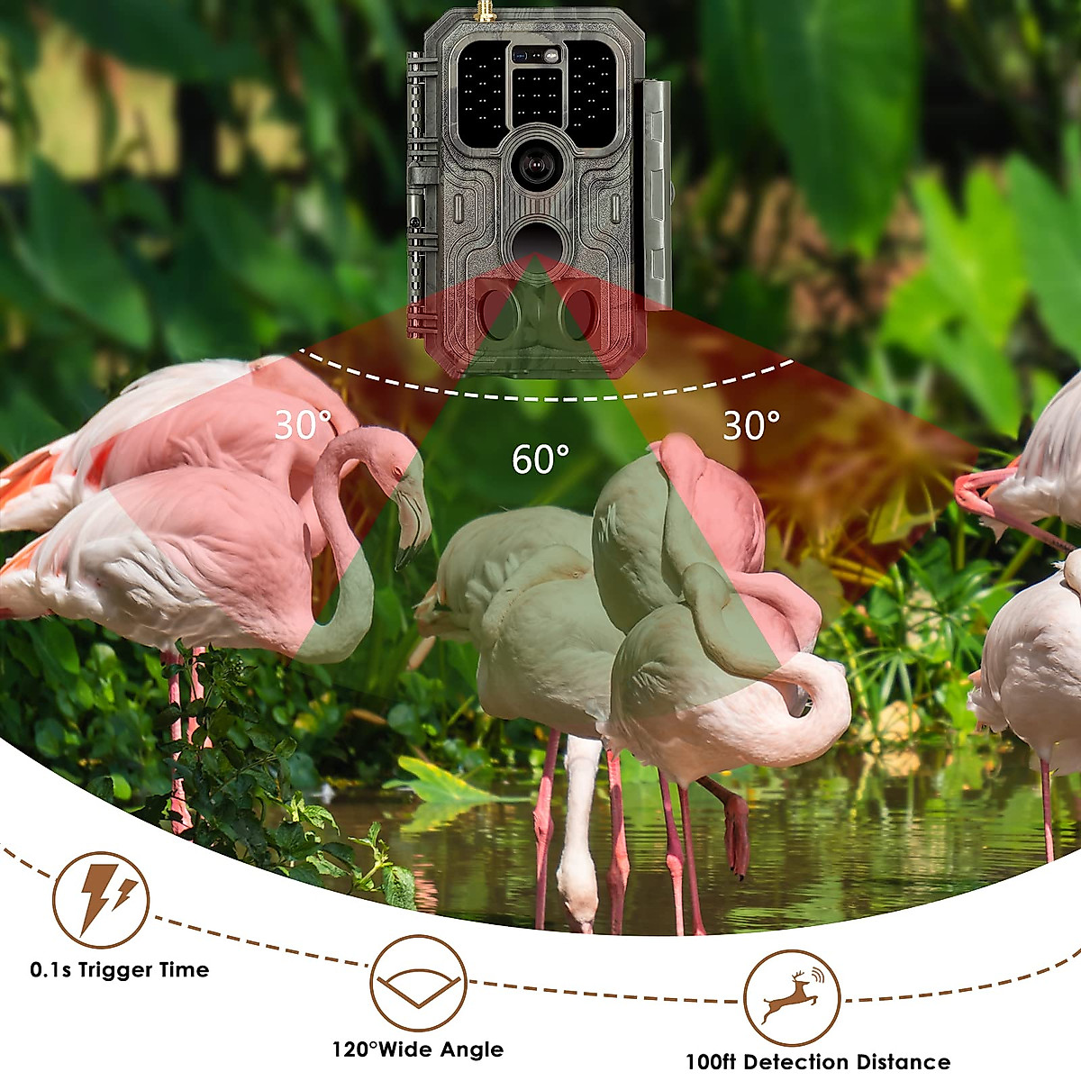 Folgtek 4G Cellular Trail & Game Camera 32MP 1296P with SIM Card Sends Pictures to Cell Phone, Night Vision & Motion Detection 120° Wide Angle 0.1s Trigger Time for Outdoor, Home
