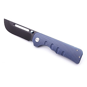 AMEIGHT KNIVES Elgar Pocket Folding Knife 3.5" Black PVD S90V Blade Blue Anodized Titanium Handle AM8-004BU