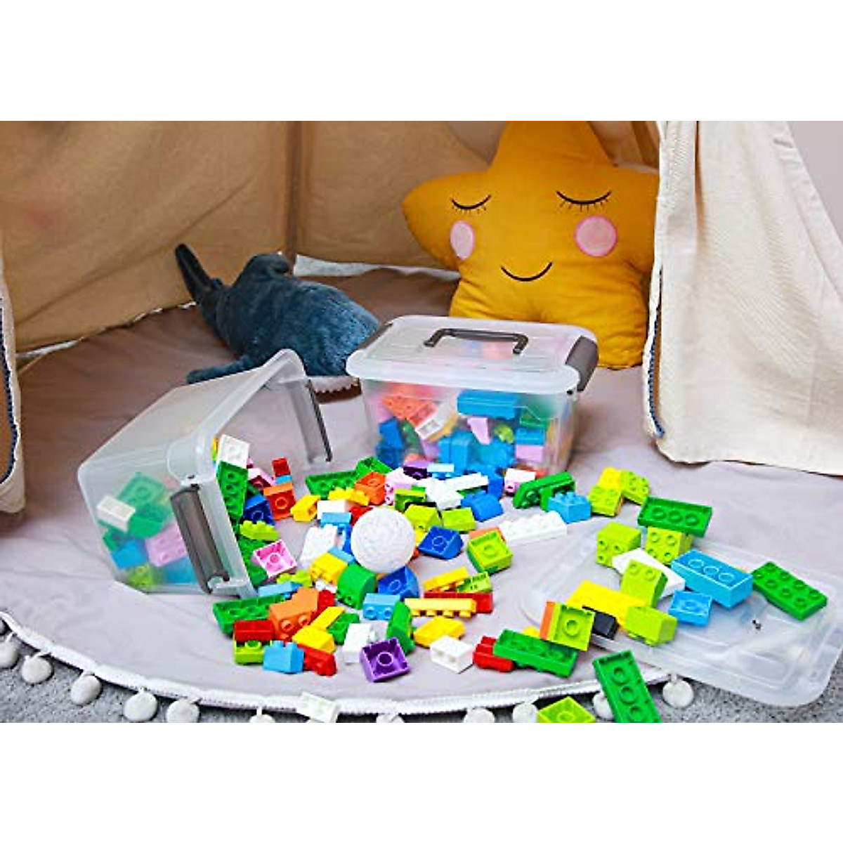Citylife 8 Packs Plastic Storage Bins with Lids Stackable Storage Containers for Organizing Large Multi-Purpose Shoe Box