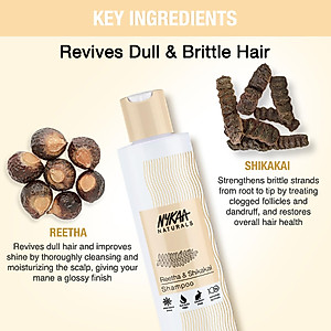 Nykaa Naturals Shampoo, Reetha and Shikakai, 6.76 oz - Hair Growth Shampoo - Revives Dull Hair and Strengthens Roots - Safe for Colored Hair