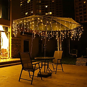 Orangie LED Icicle Lights, 96 LEDs 11.4ft 8 Modes, Curtain Fairy Light, LED String Light for Wedding/Christmas/Halloween/Thanksgiving/Easter/Party Backdrops Family Patio Lawn Decoration(Warm White)