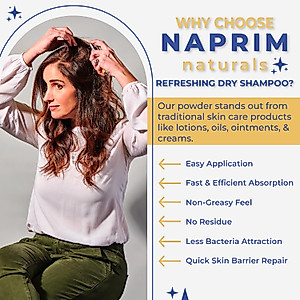 Naprim Naturals Nourishing Dry Shampoo Hair Powder for Blonde - Talc-Free Oil Absorption for Lightweight Volume - No Residue UV Protection Non-Aerosol - Travel-Friendly Hair Care (30g)