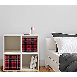 Sweet Jojo Designs Red and Black Woodland Plaid Flannel Organizer Storage Bins for Rustic Patch Collection - Set of 2