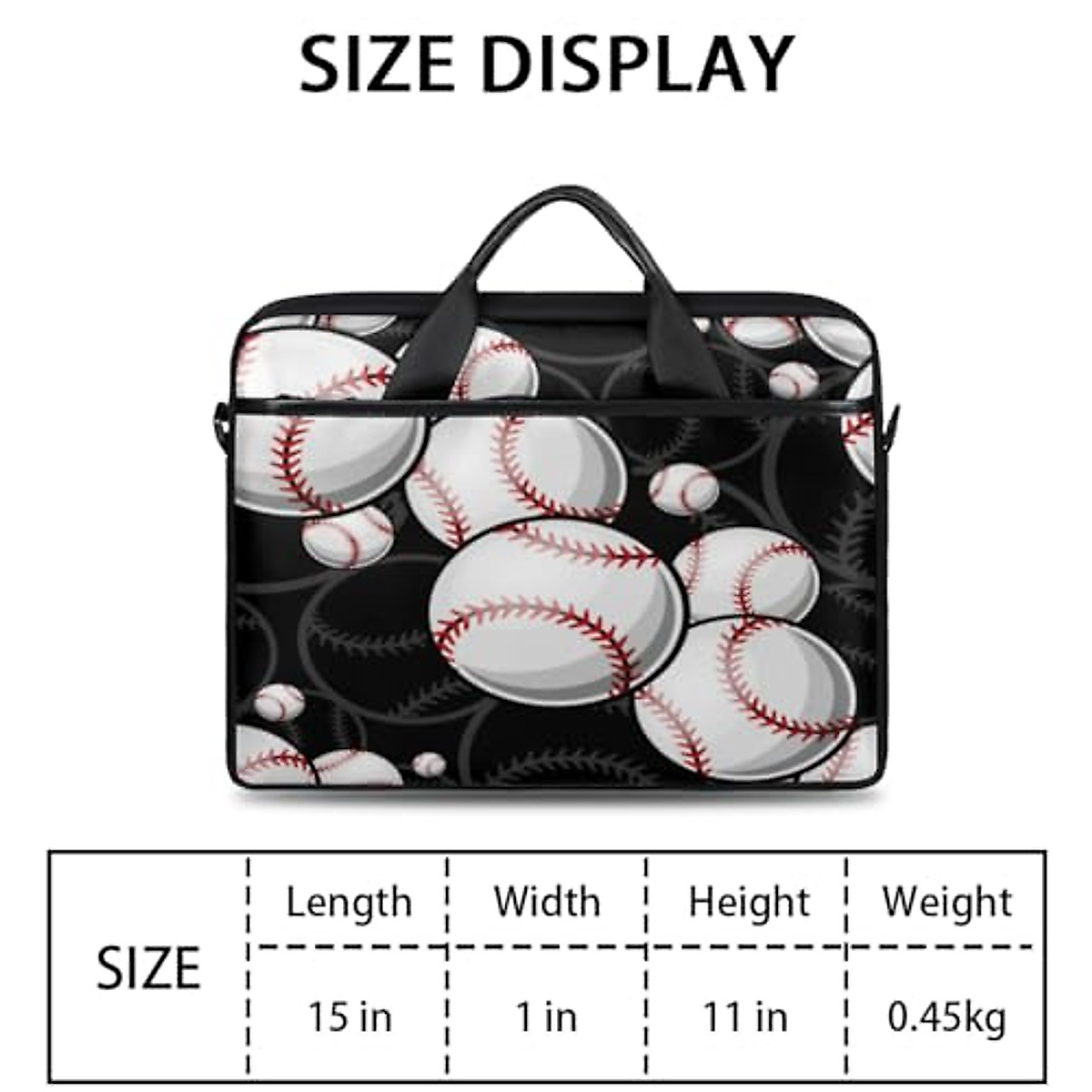 Baseball Laptop Computer Bag Waterproof Shoulder Messenger Bag 13-15 inch Durable Laptop Tote Bag with Shoulder Strap Handle Lightweight Crossbody Briefcase