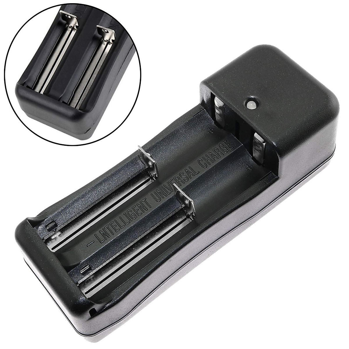 DGZZI 1pcs 2-Slots Universal Rechargeable Battery Charger Black for 18650 16340 14500 10440 3.7V Li-Ion Batteries (Can Charge Batteries Individually)