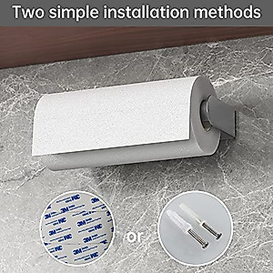 Mbillion Kitchen Paper Towel Holder Under Cabinet Wall Mount and Self-Adhesive Paper Towel Rack Premium Grade SUS304 Stainless Steel Brushed Silver