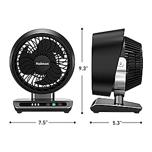 HOLMES Blizzard 6" Air Circulator Digital Fan, 3 Speeds, 90° Adjustable Head Tilt, Capacitive Touch Control, Ideal for Home, Bedroom, Kitchen or Office, Black