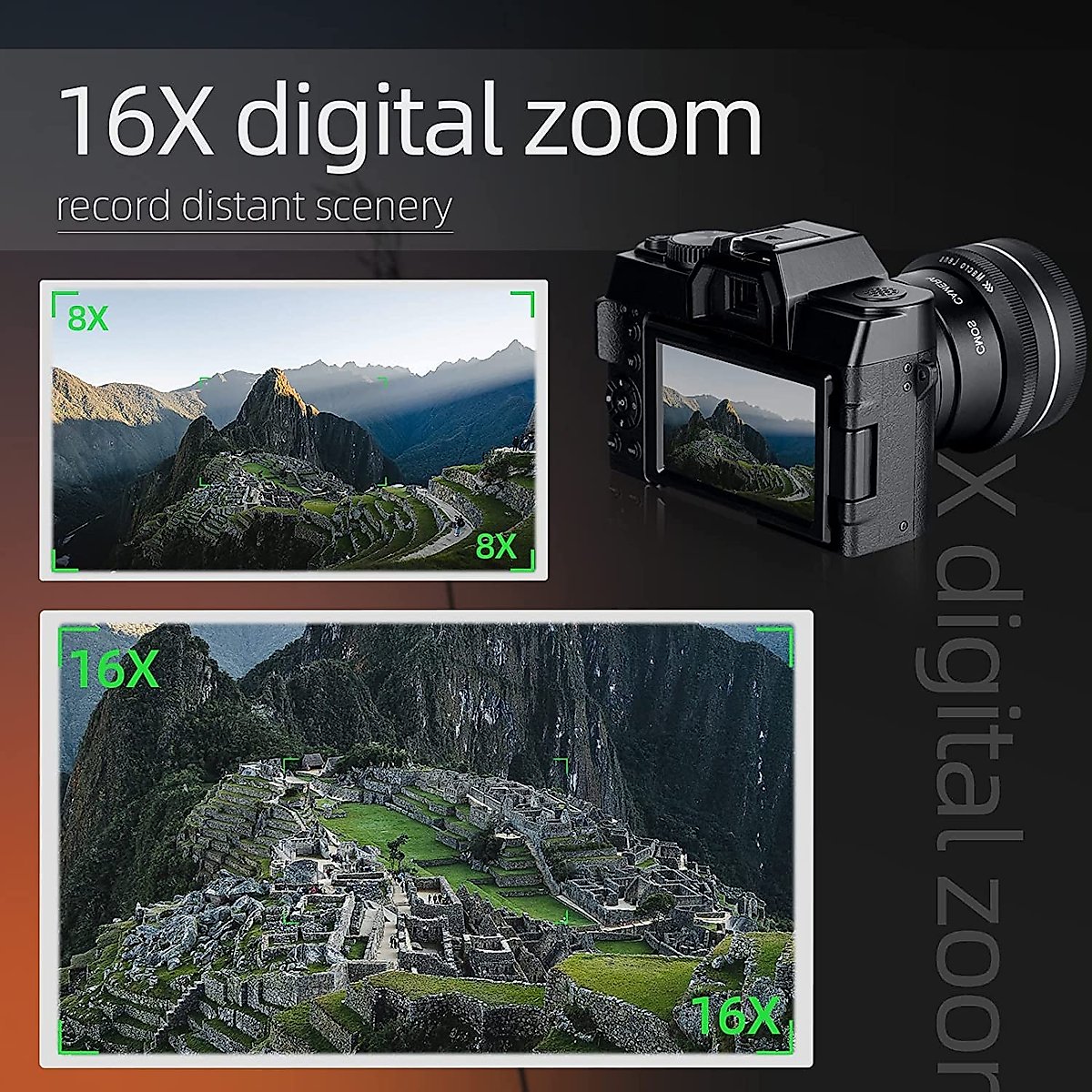 Mo Digital Cameras for Photography & 4K Video, 48 MP Vlogging Camera for YouTube with 180° Flip Screen,16X Digital Zoom,Flash & Autofocus,52mm Wide Angle & Macro Lens,2 Batteries,32GB SD Card