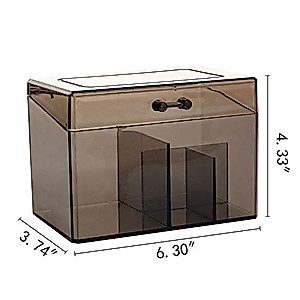 Cotton Ball and Swab Holder Organizer with Lid, Acrylic Square Cotton Pad Container Bathroom Vanity Countertop Canister Jar for Q-Tips, Make Up Pads, Cosmetics, Bath Salts (Gray, 4 Partitions )