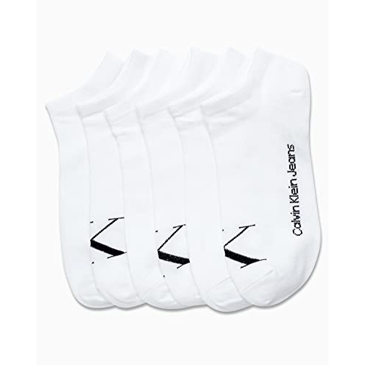 Calvin Klein Women’s Socks – Cushion No Show Socks (6 Pack), Size 4-10, White Monogram