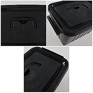 Leendines 6L Plastic Storage Boxes, 6 Pack Black Storage Bins with Lids