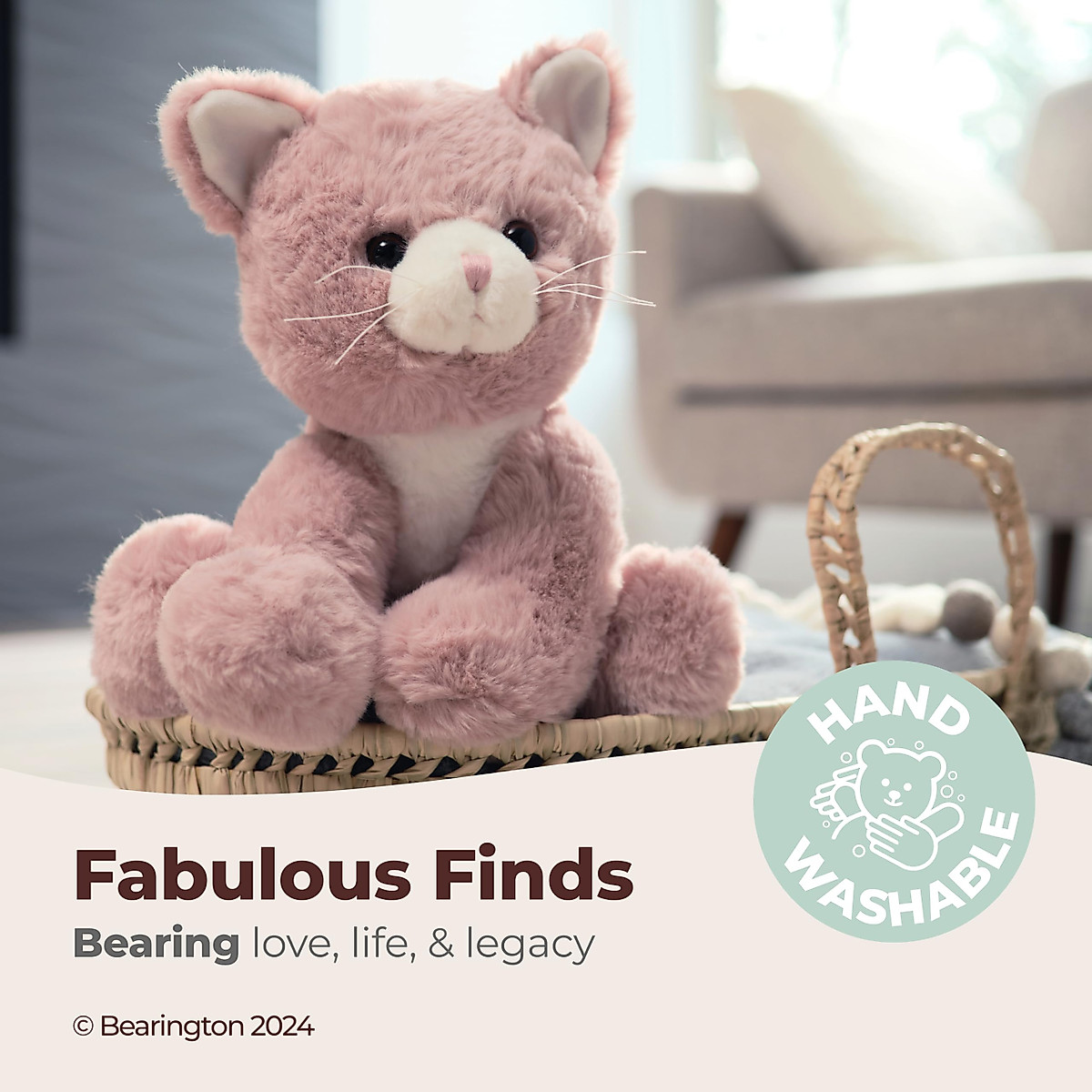 Bearington Mew Mew The Pink Kitty Stuffed Animal Plush, 10.5 Inch Stuffed Animal