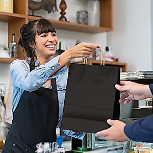 Poever Black Kraft Paper Bags with Handles 5x3x8 & 8x4x10 & 10x5x13 30 PCS, Gift Bags Shopping Bags Goody Bags Recyclable for Birthday Party Takeouts Retail Grocery