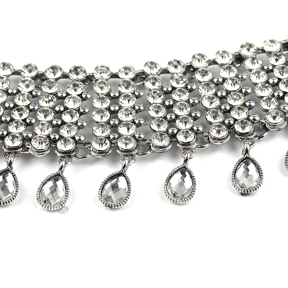 YERTTER Vintage Boho Full Rhinestones Necklaces Tassel Jewelry Set Layered Pendant Statement Chunky Chain Necklace for Women