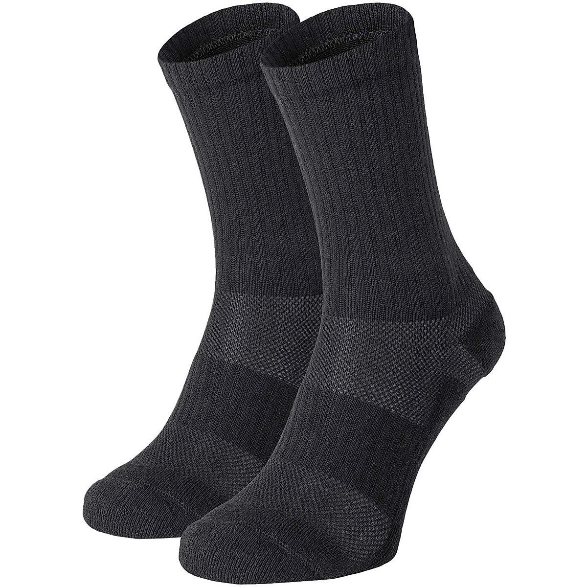 281Z Military Cotton Micro Crew Boot Socks - Cushioned Sole - Moisture Wicking - Odor Resistant - Hiking Trekking Outdoor (Black Medium 2 Pairs)