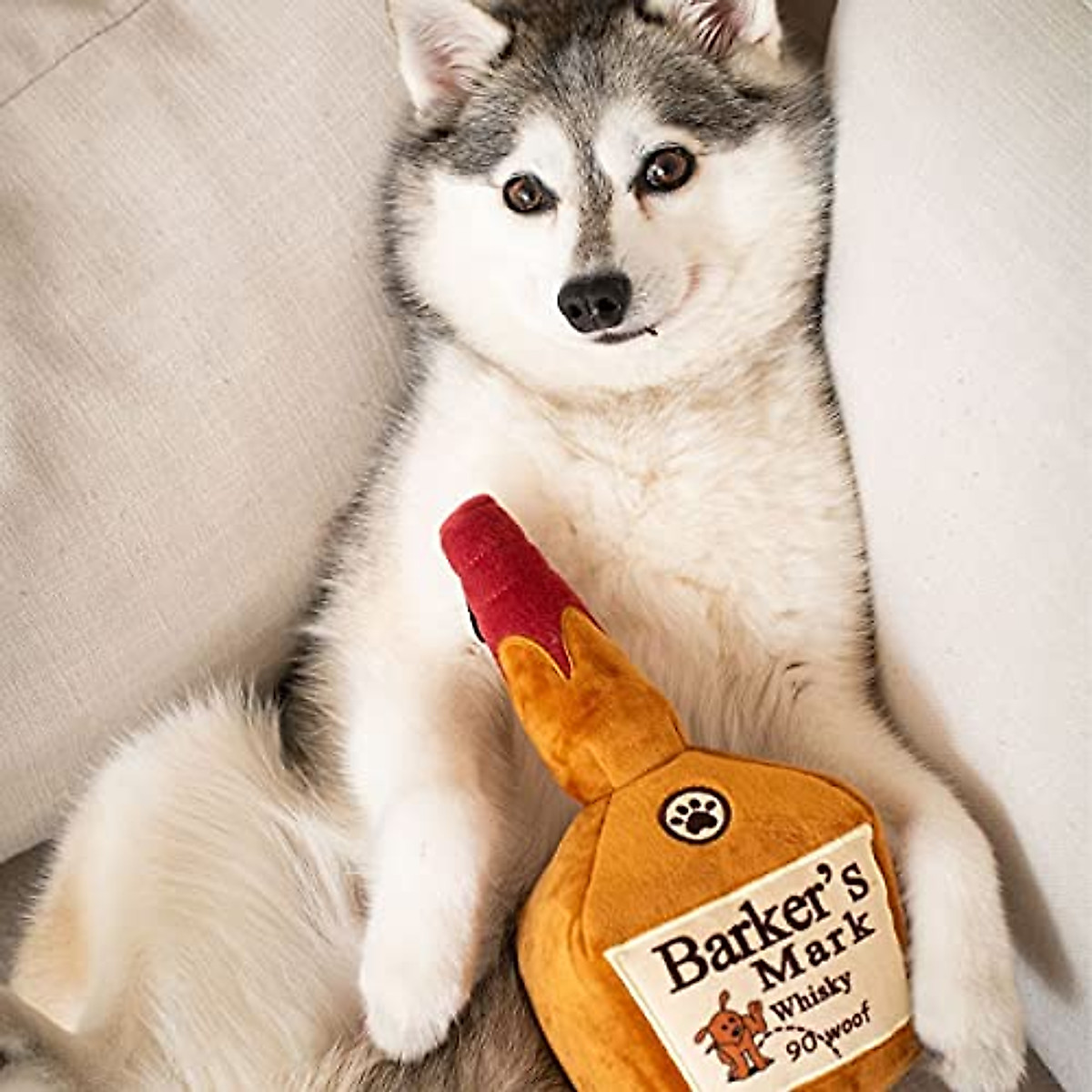 H&K for Dogs Power Plush | Barker's Mark (Large) | Funny Dog Toy | Dog Toy with Squeaker | Dog Gift | Fun, Durable, and Safe | Squeaky Dog Toy