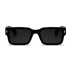 ZIMUSUN Square Frame Sunglasses for Women Men Trendy Chunky Rectangle Sun Glasses Black Shades(A1 Black/Grey)