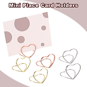 uxcell 30Pcs Heart Shape Table Number Holders Mini Place Card Holders Carbon Steel Picture Holders for Tables Centerpieces, Wedding Reception, Parties, Banquets, Silvery