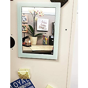 2 Pack Magnetic Locker Mirror for School Locker, Refrigerator, Office Cabinet, 6.3" x 4.8", Locker Accessories Rectangular Mirror for Girls and Boys (Soft Mint and White)