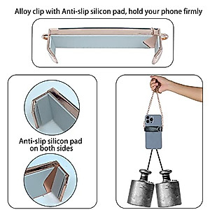 Universal Cell Phone Lanyard Holder, BERITNI Metal Crossbody Phone Chain with Clip Detachable Phone Tether Safety Strap Women Girls Compatible with iPhone 14 13, Most Smartphones, Black + Rose Gold