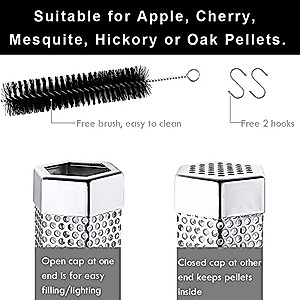WSNM Pellet Smoker Tube,12Inch Stainless Steel BBQ Wood Smoker Tube for 5 Hours of Billowing Smoke, Pellet Smoker Tube for All Grill or Smoker, Hot or Cold Smoking, Clean Brush and Hooks