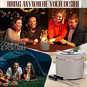 Tabletop Fire Pit, Fire Bowl with 2 Roasting Sticks | Small, 91% Isopropyl Alcohol Mini Fire Pits for Balcony, Patio Décor -Portable Fire Pit for Camping and Hiking | Smores Kit