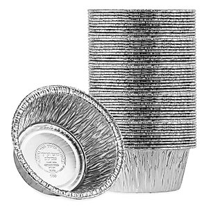 Plasticpro 4.5'' Inch Round Tin Foil Pans Disposable Aluminum, Freezer & Oven Safe Pack of 50