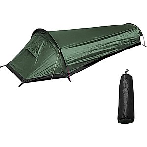 Augustusws Ultralight Bivvy Bag Tent, Compact Single Person Backpacking Larger Space Waterproof Sleeping Bag Cover Bivvy Sack for Outdoor Camping Survival