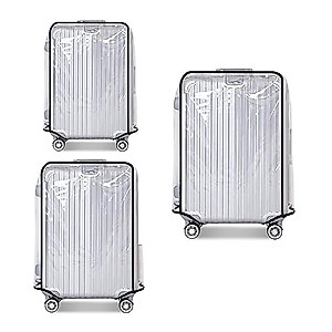 FABULWAY 2PCS Clear PVC Suitcase Cover Protectors Transparent Luggage Cover Waterproof Wheeled Suitcase Dust Cover Dustproof Travel Luggage Sleeve Protector (20"+28")