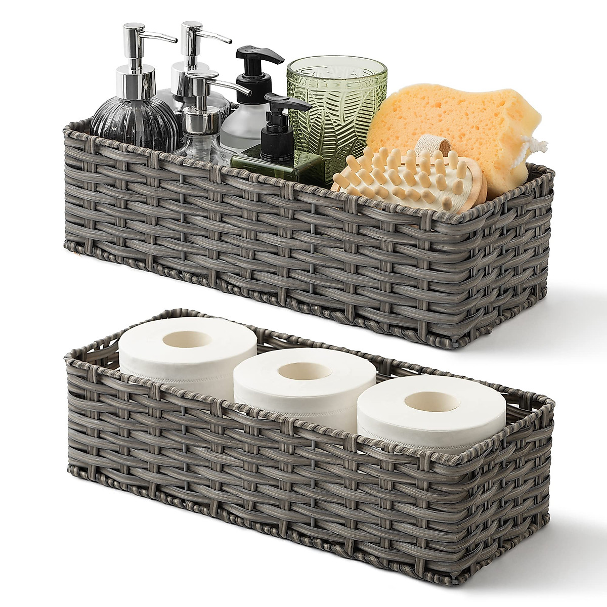 GRANNY SAYS Bundle of 2-Pack Wicker Storage Baskets & 2-Pack Wicker Baskets for Organizing