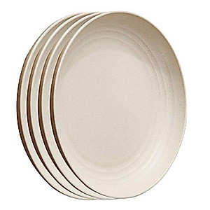 JUCOXO Wheat Straw Plates Plastic Plates Reusable 8 Inch - Microwave Safe Plates for Kitchen, Unbreakable Plates for Outdoor, BPA Free
