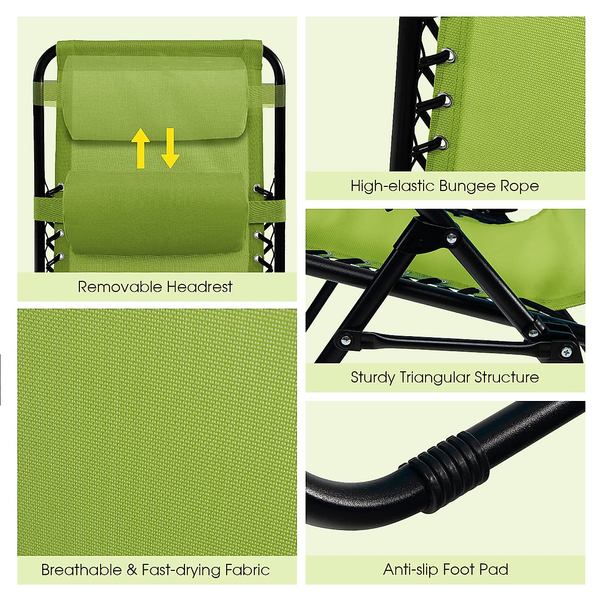 Goplus Zero Gravity Lounge Chairs, 160°Adjustable Folding Recliner w/Pillow and Cup Holder, 350LBS Comfy Outdoor Lounge Chairs for Patio, Lawn, Yard & Camp(1, Green)