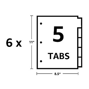 Amazon Basics 8-Tab Paper Binder Dividers, 6 sets, White