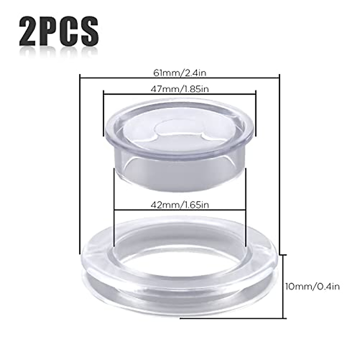 KINBOM 2 Inch 2 Sets Patio Table Umbrella Hole Ring and Cap Set, Clear Silicone Umbrella Hole Cover and Stoppers Replacement Accessories for Outdoor, Parasol Parts for Outside Garden Use(Transparent)