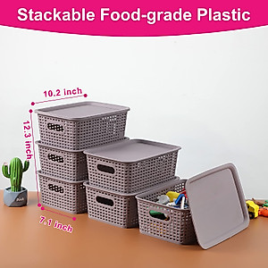 AREYZIN Plastic Storage Bins With Lid Organizing Container Lidded Knit ...