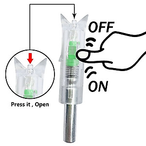 Reikawa New Lighted Nocks for Arrows with .300/7.62mm Inside Diameter Led Nocks Arrow nocks with Switch Button for Archery Hunting Green Pack of 6