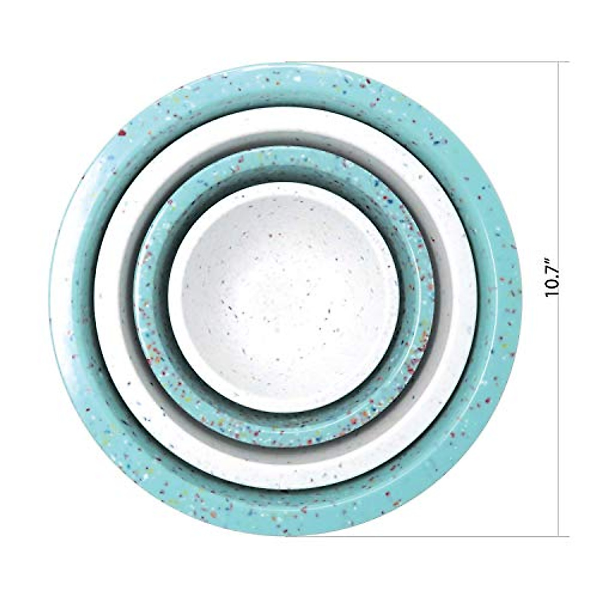 Zak Designs Confetti Mixing Bowl Set, Nesting Bowls for Space Saving Storage, Made with Durable Eco-Friendly Melamine, Great for Prepping and Serving Food (Mint & White, 4pcs, BPA-Free)
