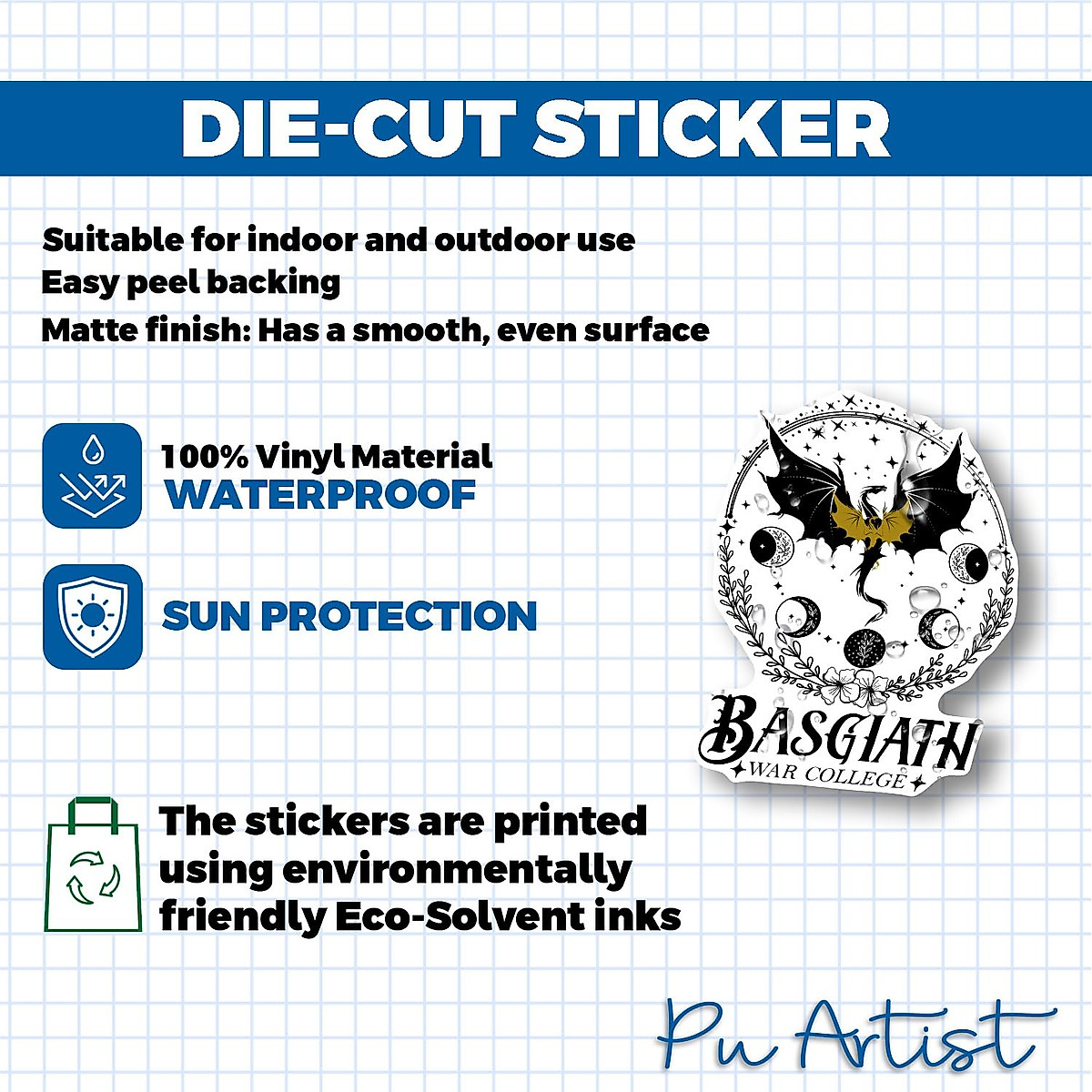 Fourth Wing Sticker Basgiath War College Decal Dragon Rider Violet Sorrengail Xaden Riorson Riders Quadrant Fantasy reader Bookish Vinyl Die Cut Sticker for Car Laptop Phone Bottle Guitar Helmet