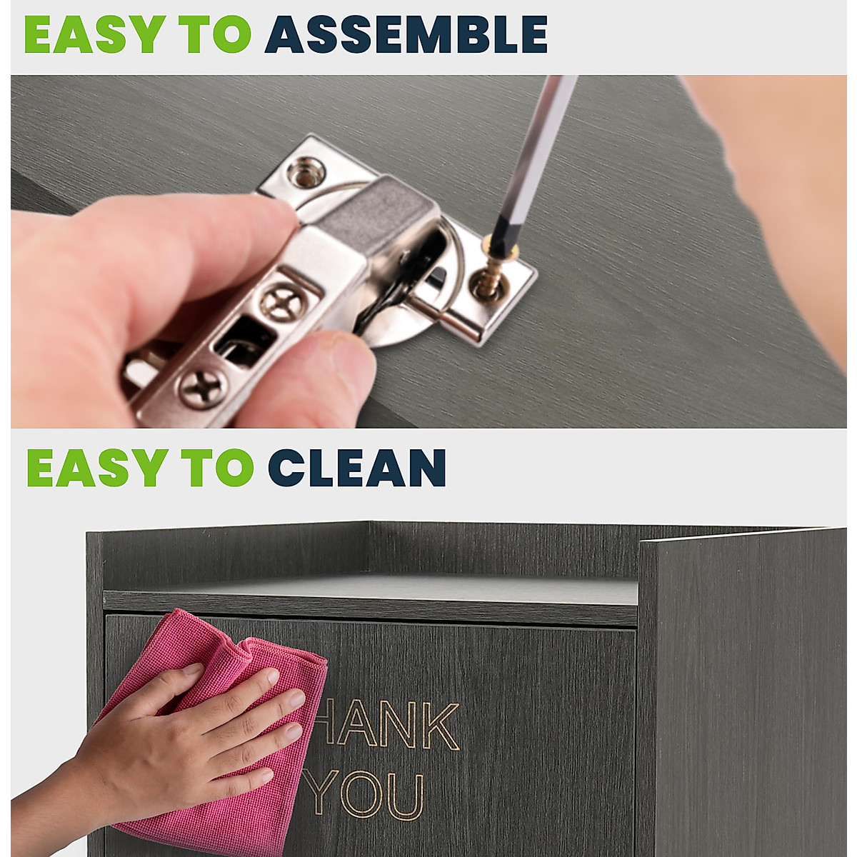 Alpine Restaurant Trash Can Cabinet - Commercial Trash Can 40 Gallon, Garbage Receptacle Indoor with Tray Holder for Restaurants, Cafeterias (Espresso Black)